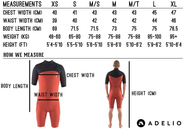 Wetsuit Size Chart | Boardcave Australia