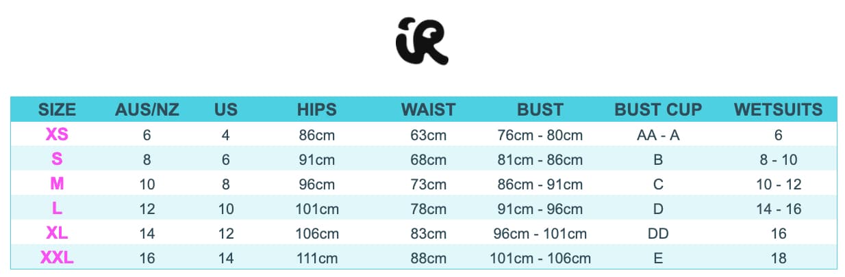 Wetsuit Size Chart | Boardcave Australia
